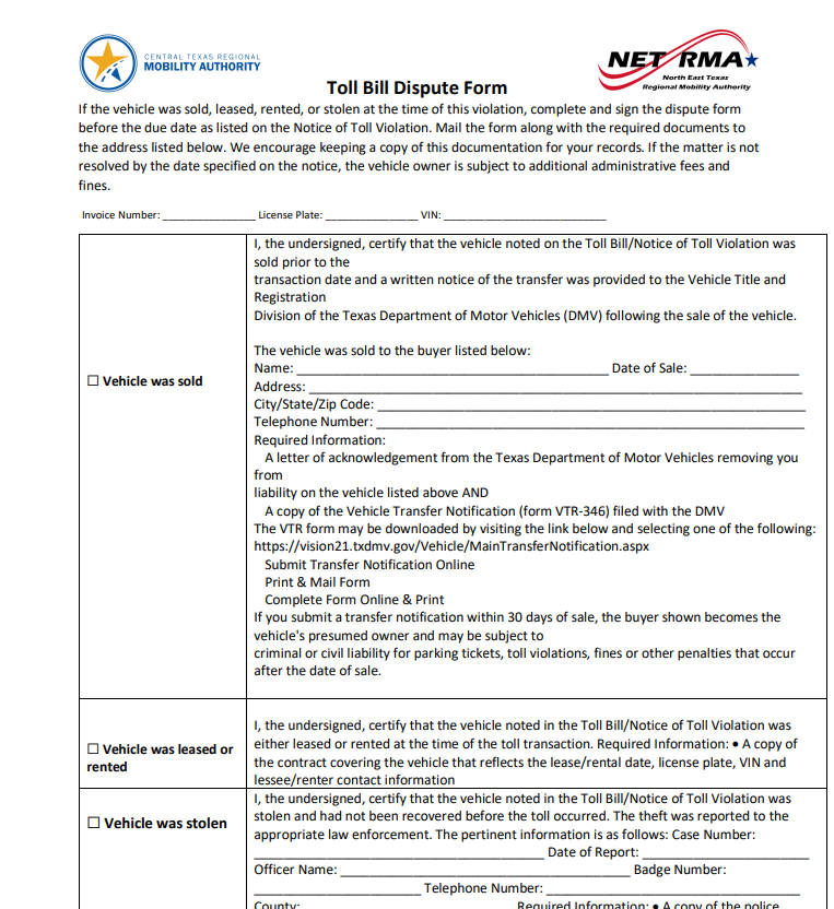 Disputing Violations from: CTRMA (Central Texas Regional Mobility ...